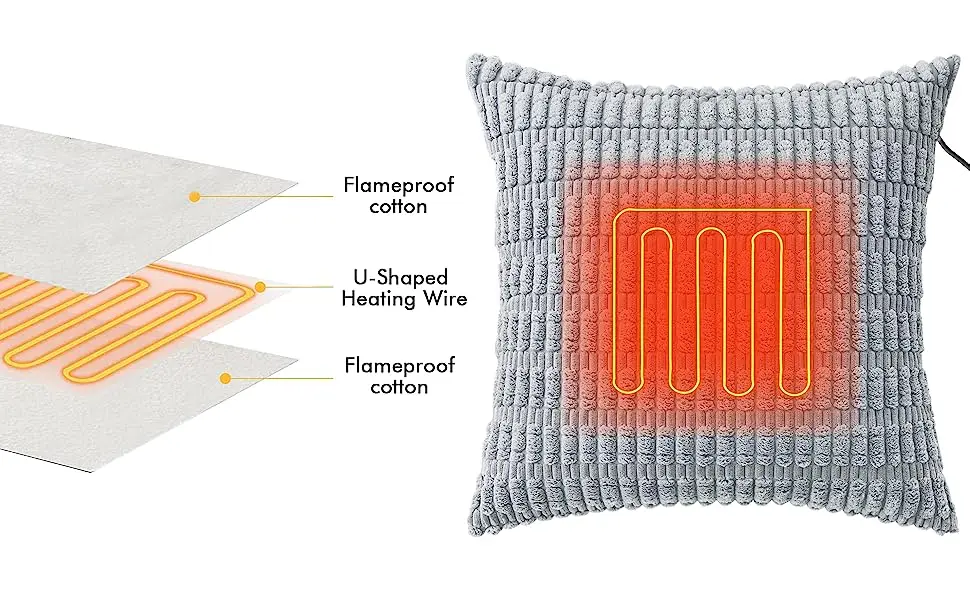 Electric Pillow Cordless Heating Cushion Heated Throw Wireless Cushion ...