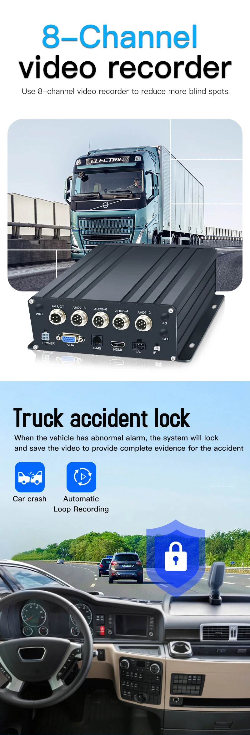 School Bus Truck Support 2tb Hdd 1080p Dvr Camera System 8ch Ahd Mdvr ...