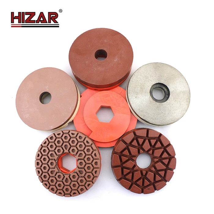 HIZAR 4" Snail Lock Backed Edge Polishing Wheel for Stone