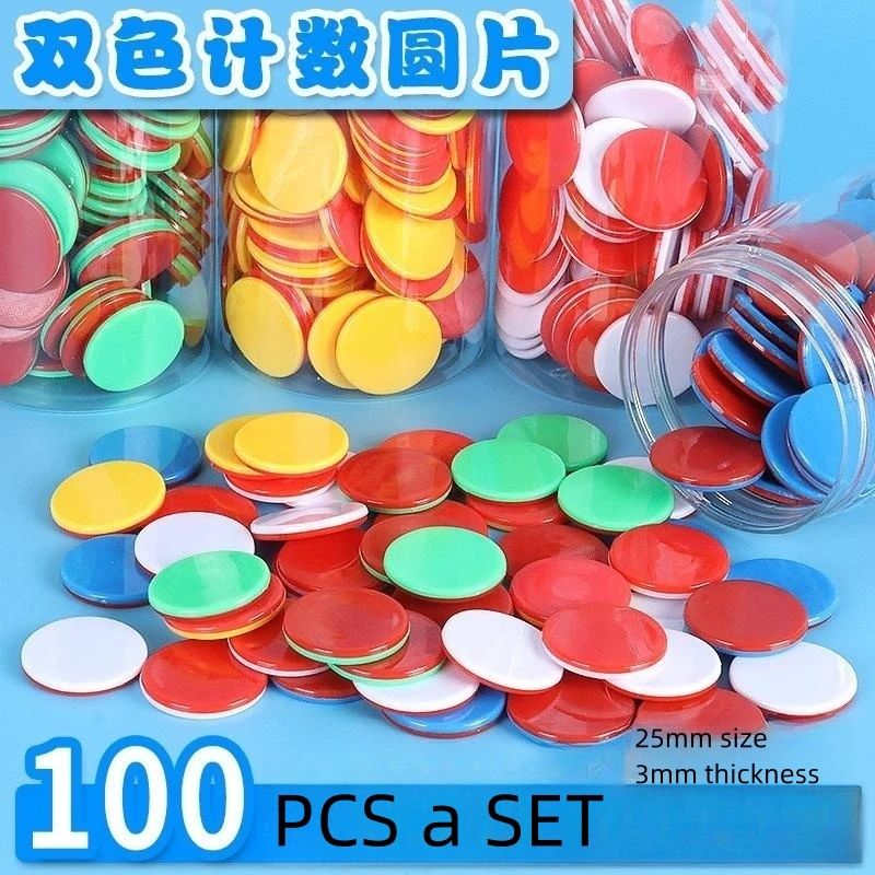 XR Math Toys - 100 Double Side Counters for Kids Learning