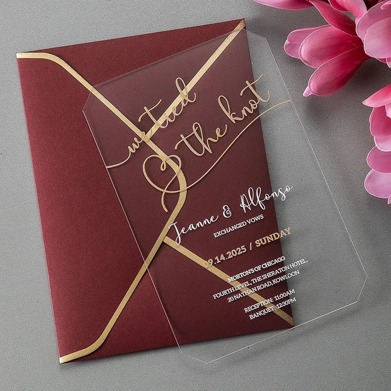 2024 Arch Shape Acrylic Wedding Invitation Cards White Ink Printing ...