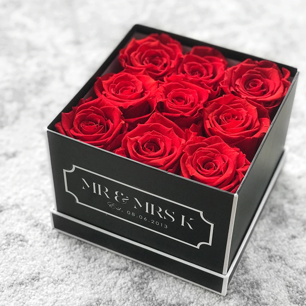 Luxury Custom Paper Flower Carrier Bag Clear Plastic Acrylic Window Gift Packaging Box With ...