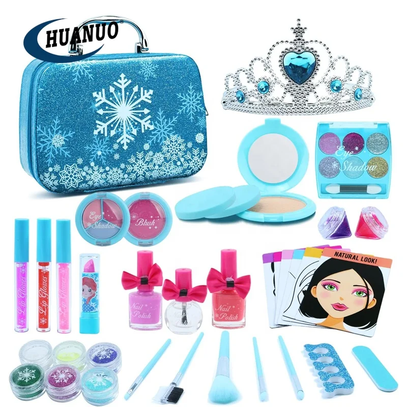 Girls Pretend Princess Cosmetics Kit Bag Real Toys Kids Make Up Set ...