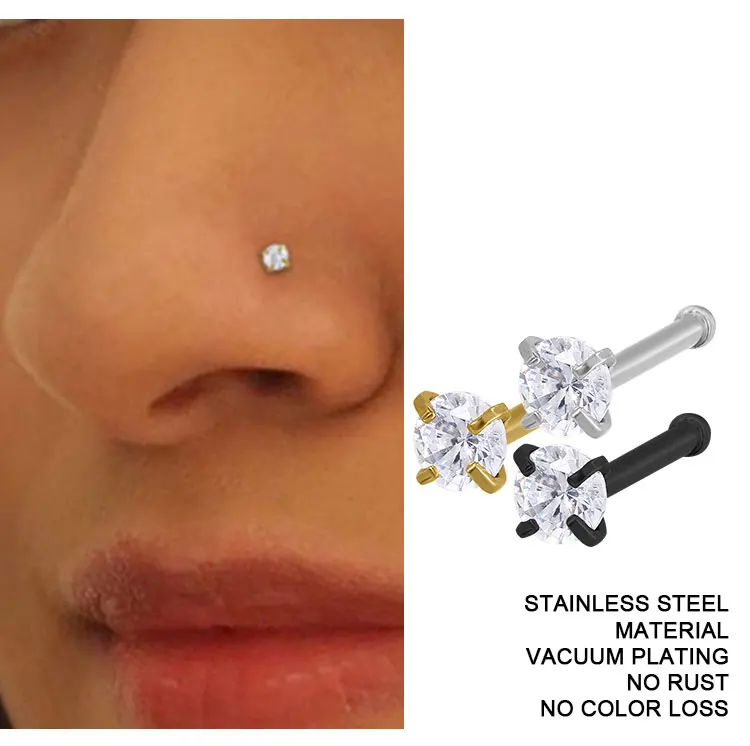 Shop 40pcs Box 316L Surgical Steel Crystal Nose Rings