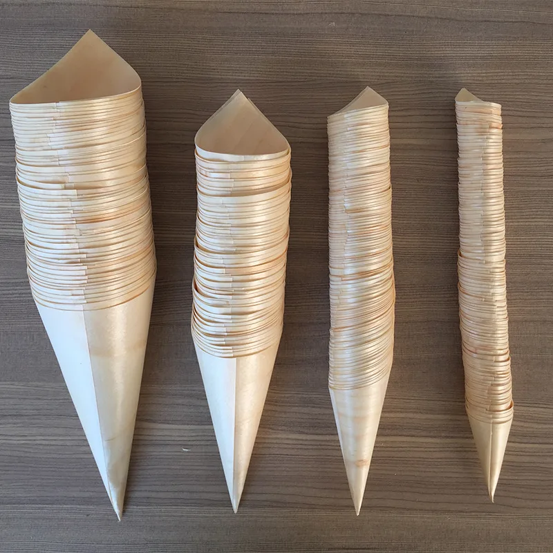Biodegradable Japanese Style Wooden Cone For Dessert Appetizers Salads ...