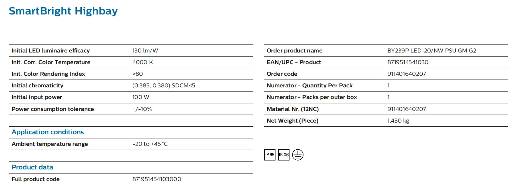 Philips Highbay Light BY239P - 13000lm, 30000hrs Lifespan