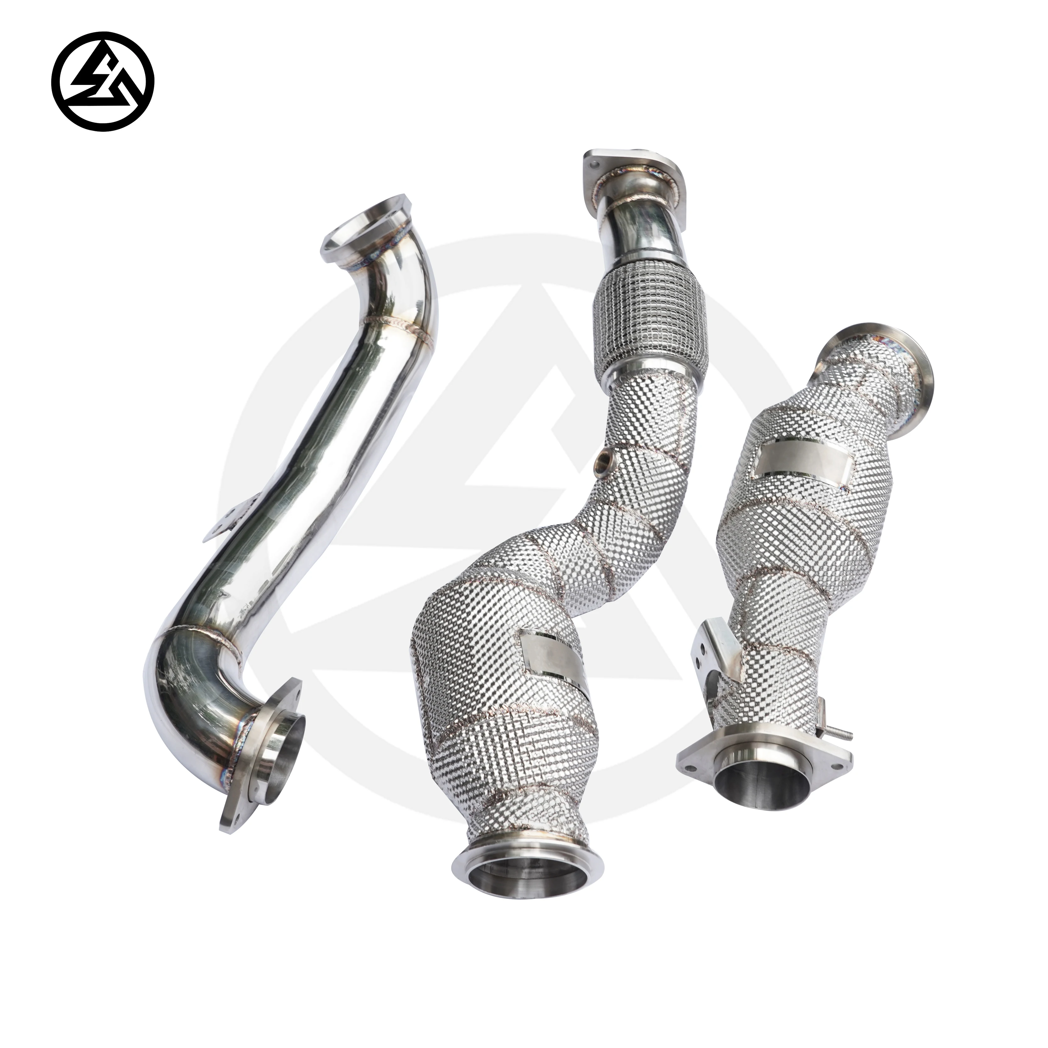 Csz High Flow Stainless Steel Catted Downpipe With Heat Shield For Bmw ...