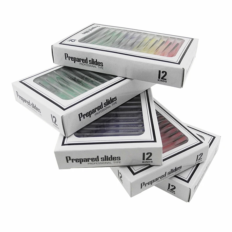 12pcs/set Plastic Histology Microscope Prepared Slides
