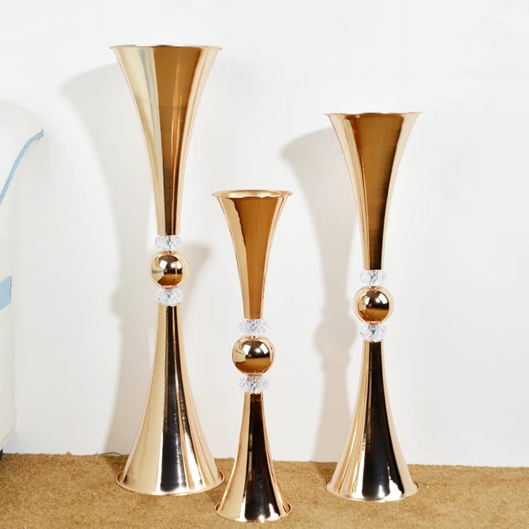Aeofa gold trumpet vases trumpet metal vase tall trumpet vase for ...