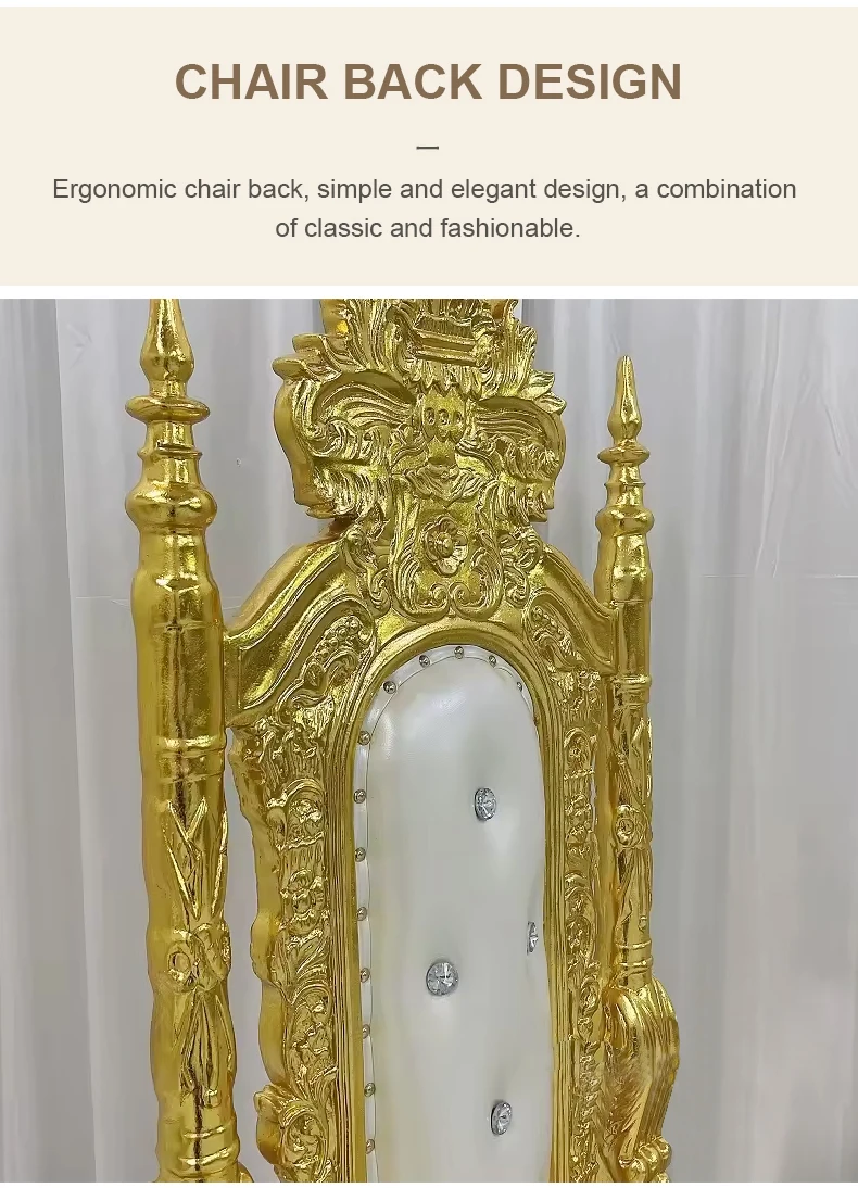 King and Queen Gold Luxury Wooden High Back Royal Bride Wedding Throne ...