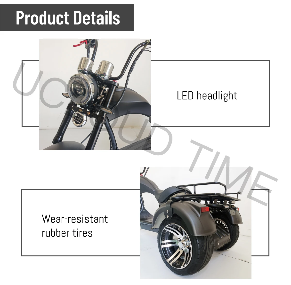 Trike Chopper 3 Wheel Electric Scooter - 1000W/2000W Power