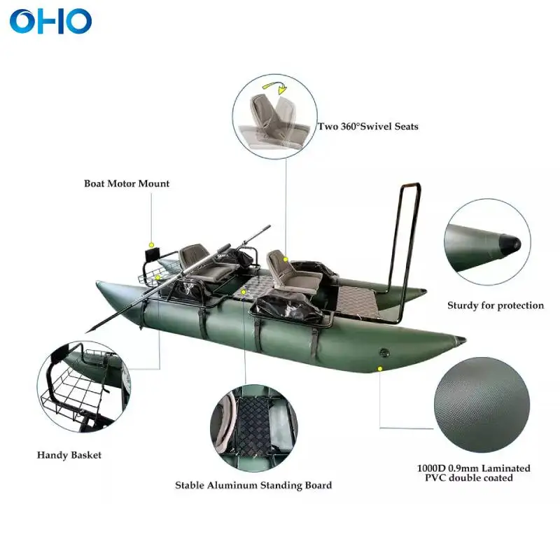OHO Inflatable Pontoon Fishing Boat - Durable & Customizable