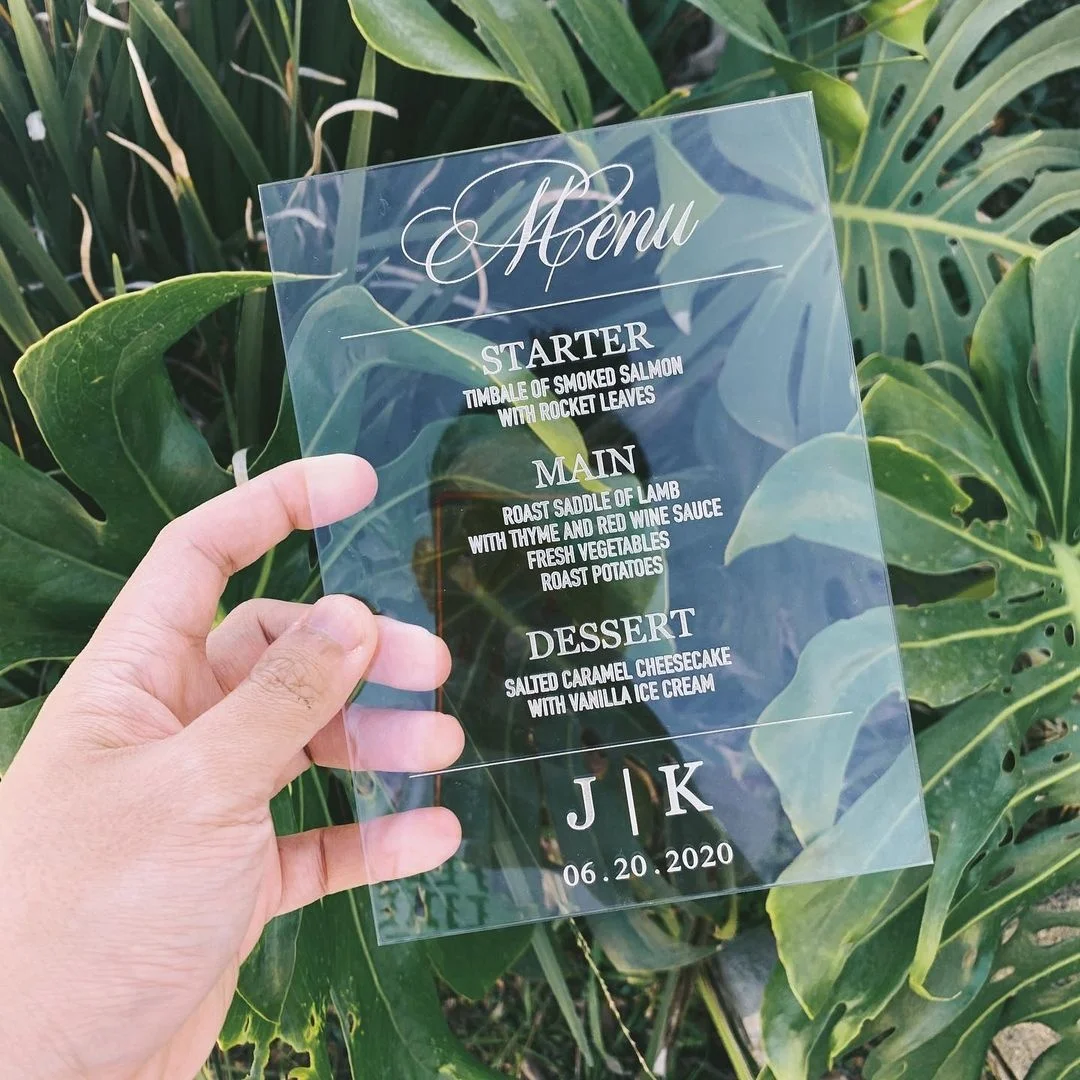 3mm Thickness Clear Acrylic Menu Card Wedding Invication Card - Buy 3mm ...