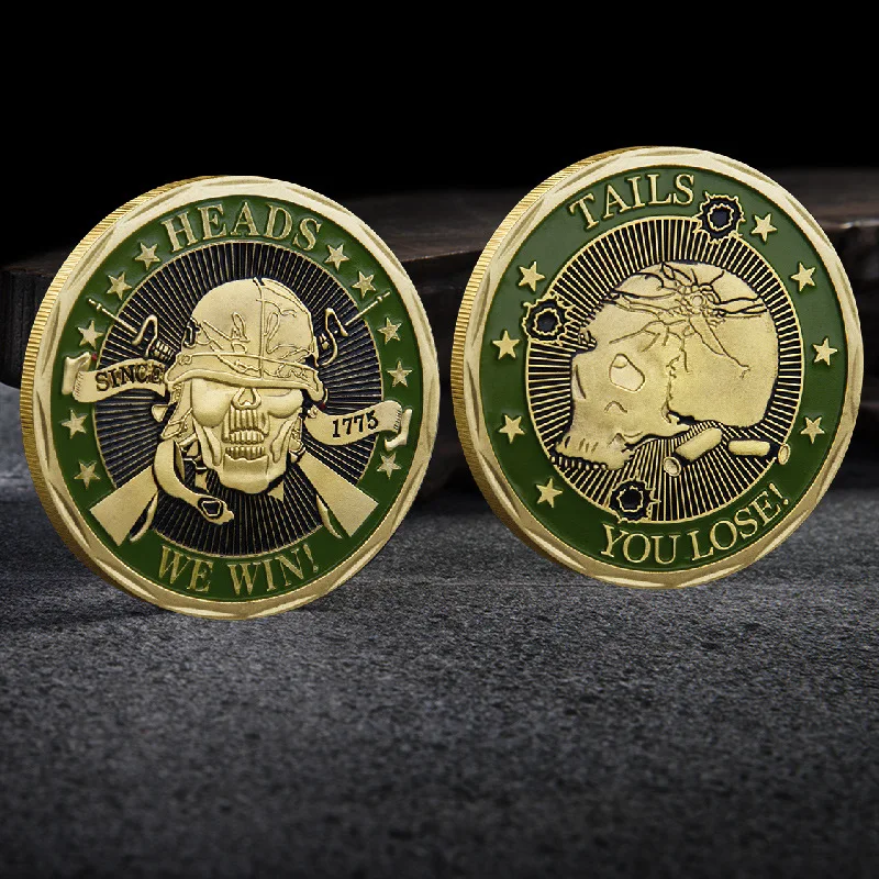 Win or Lose Coin - Custom Gold Silver Metal Head Tails