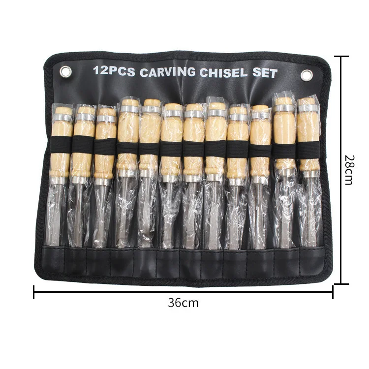 12pcs Carbon Steel Wood Carving Chisel Working Carpentry Chisel Set ...