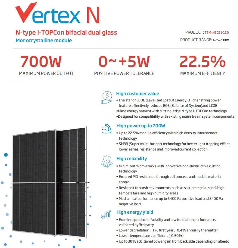 Trina Vertex N-type I-topcon Bifacial Dual Glass Solar Panel 690w 700w 665w 660w Solar Module To ...