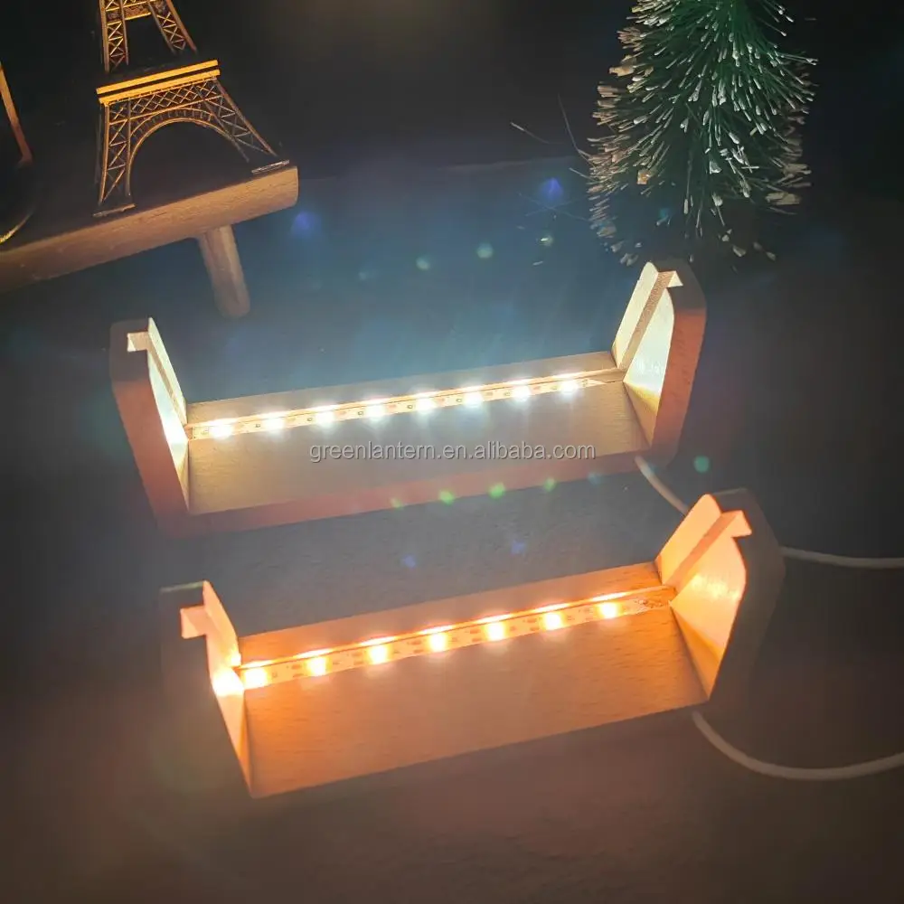 Led Wooden Base Display Stand U-shaped Photo Frame Acrylic Art Light ...