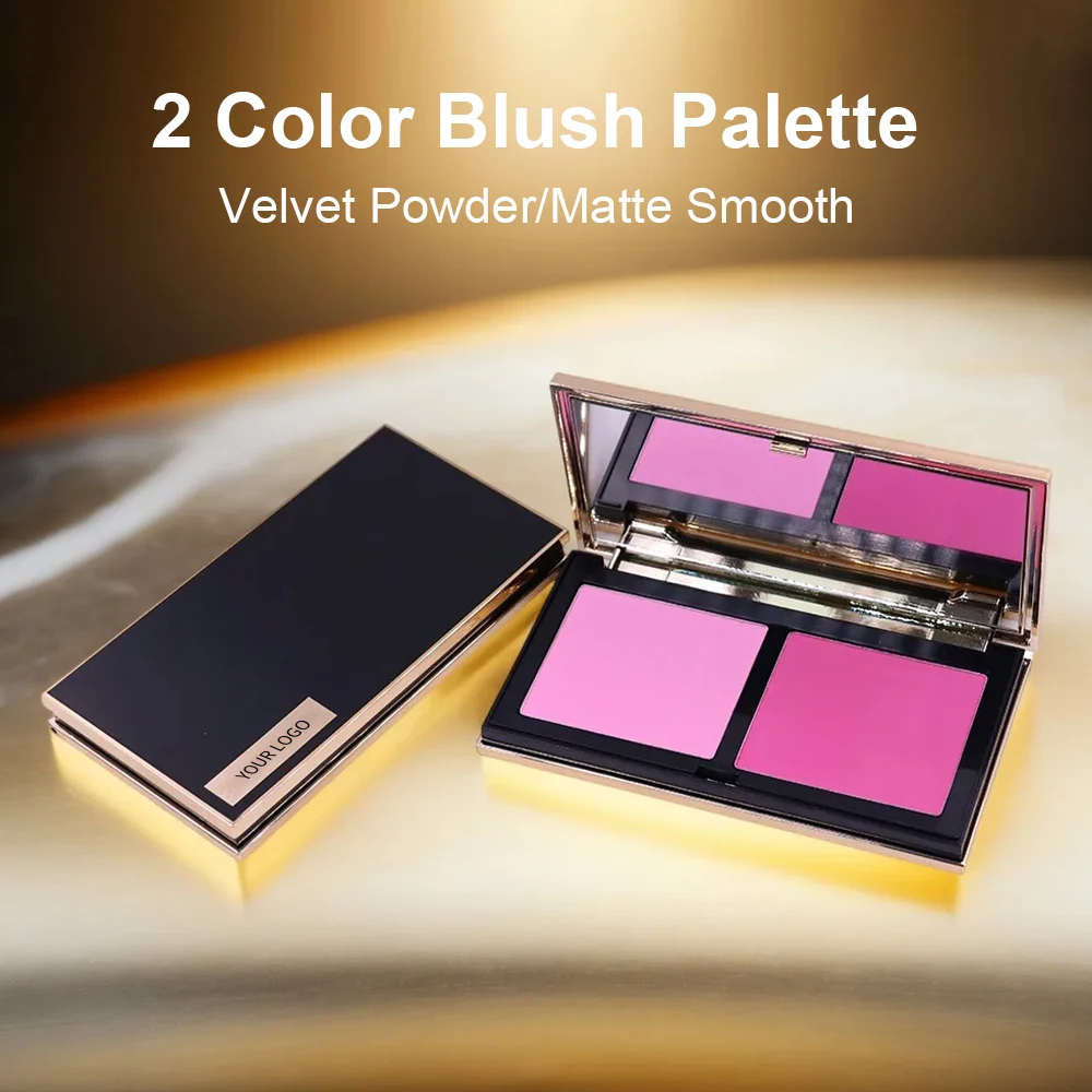 Two Tone Pigmented Pressed Powder Blush Palette Luxury Long-Lasting ...