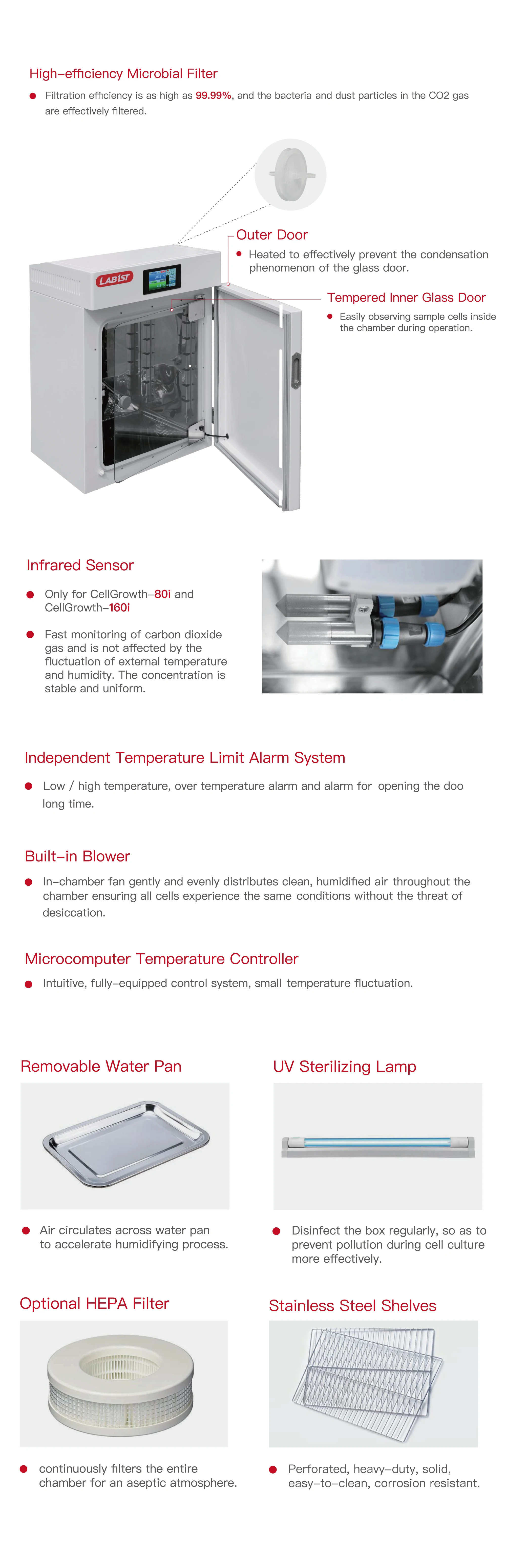 Mini Air Jacketed Co2 Incubator for Cell Culture 80L 160L| Alibaba.com