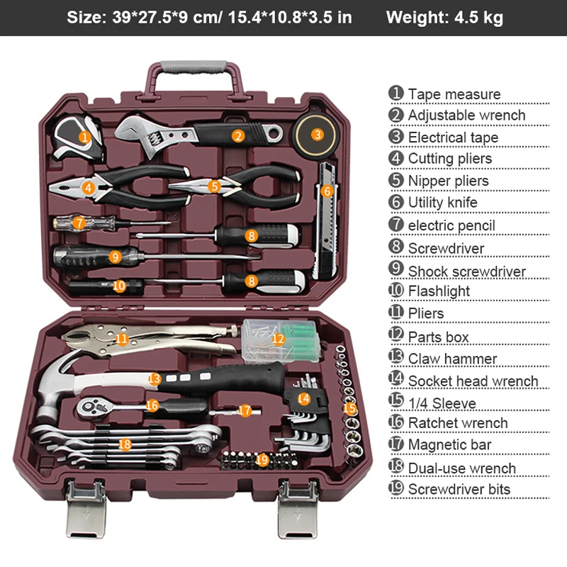 Household Hardware Daily Maintenance Screwdriver Hammer Hand Tools Set ...