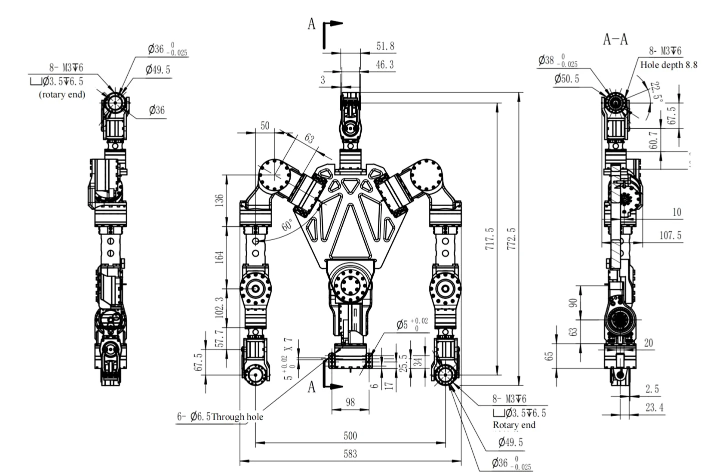 CM 6kg Load 7DOF Humanoid Robot Arm Limb| Alibaba.com