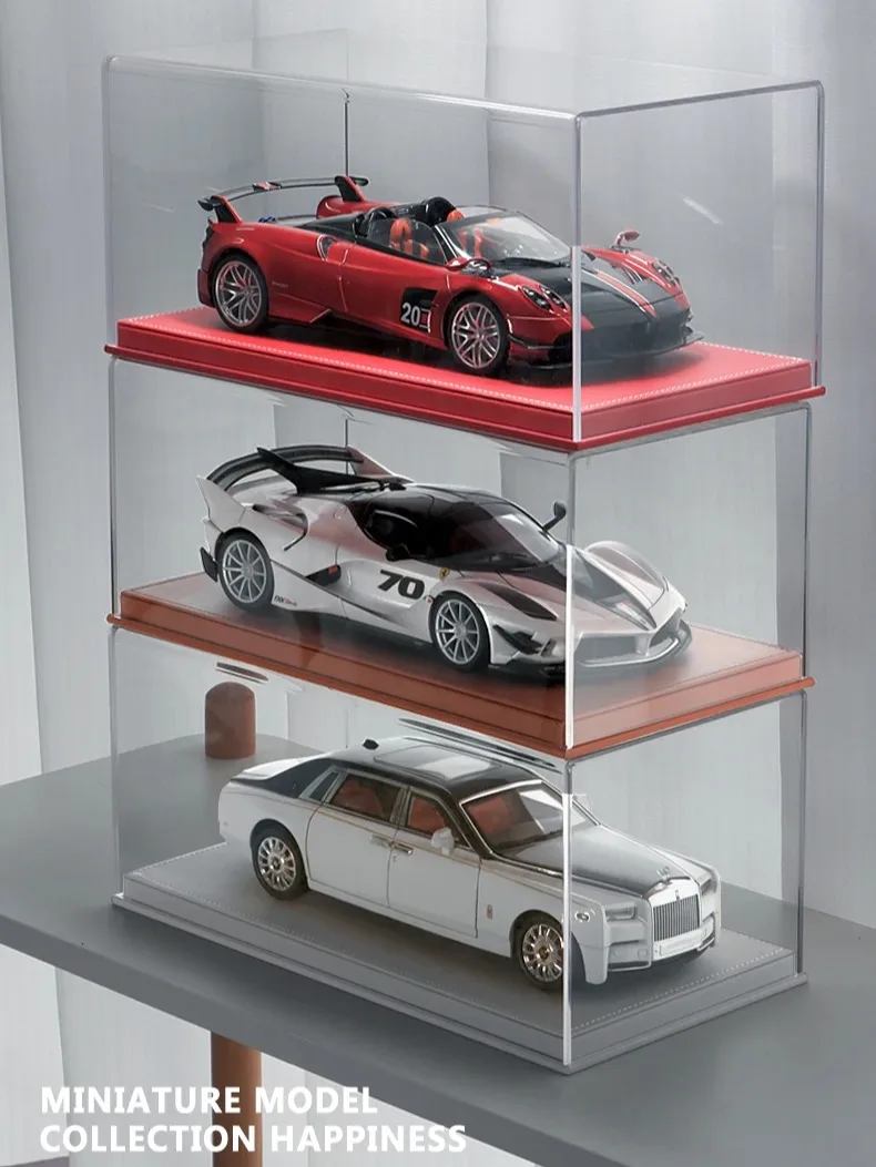 Kivcmds 1:18 Car Model Display Box Leather Base Acrylic Dust Cover ...