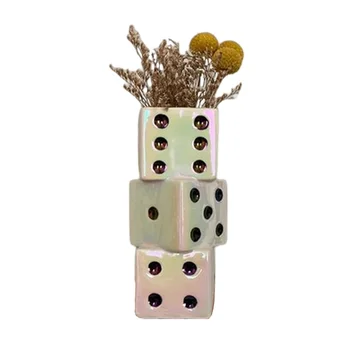 Custom Wholesale Ceramic Flower Vase Ceramic Dice Vase Stacked Dice ...