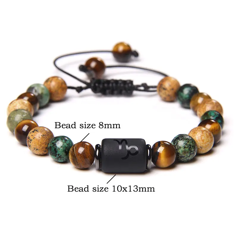 New Designer Natural Stone Handmade Braided 12 Zodiac Signs Agate Beads ...