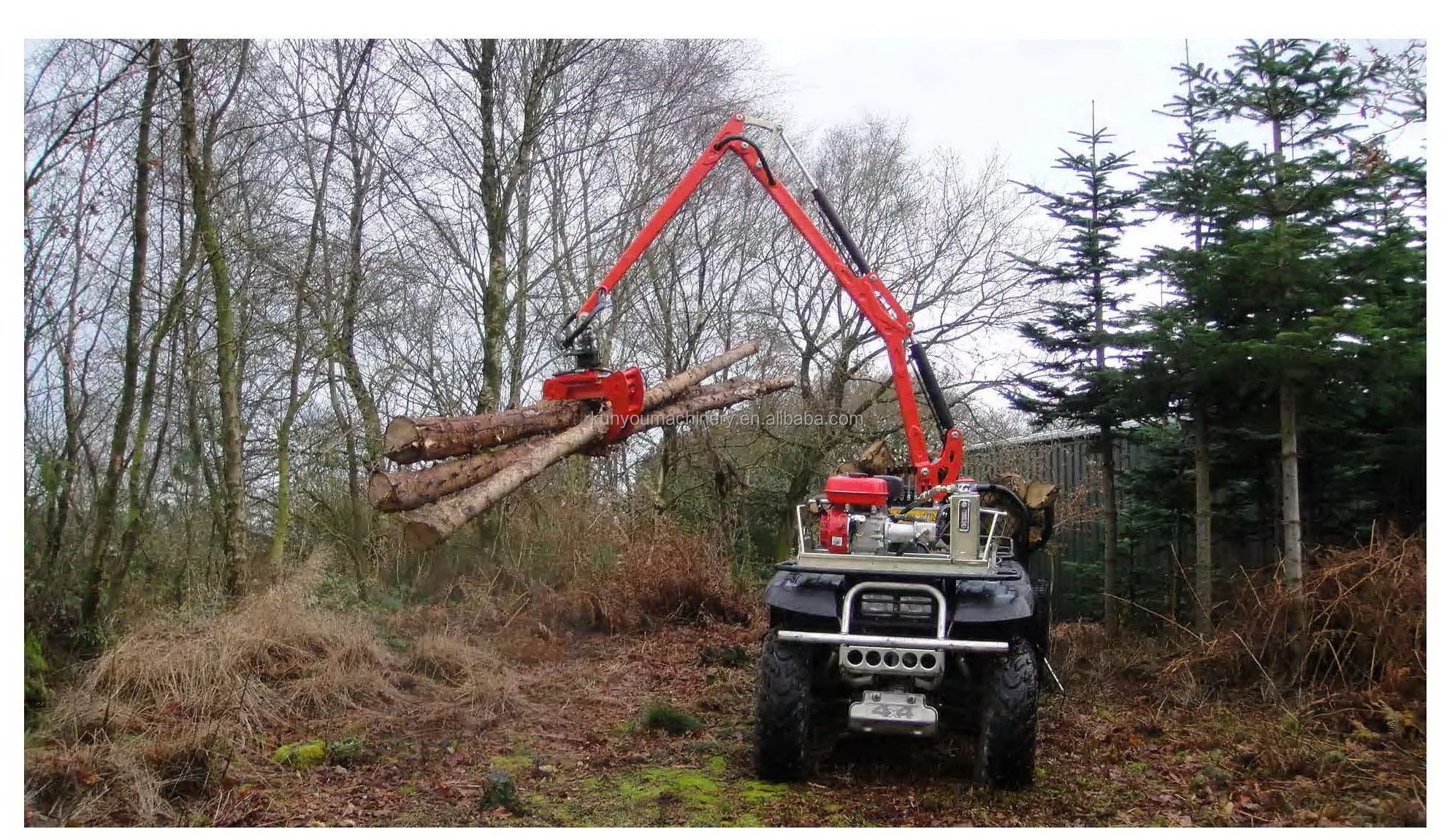 CE Approved Timber Wood Log Loader Crane with Hydraulic Grabber