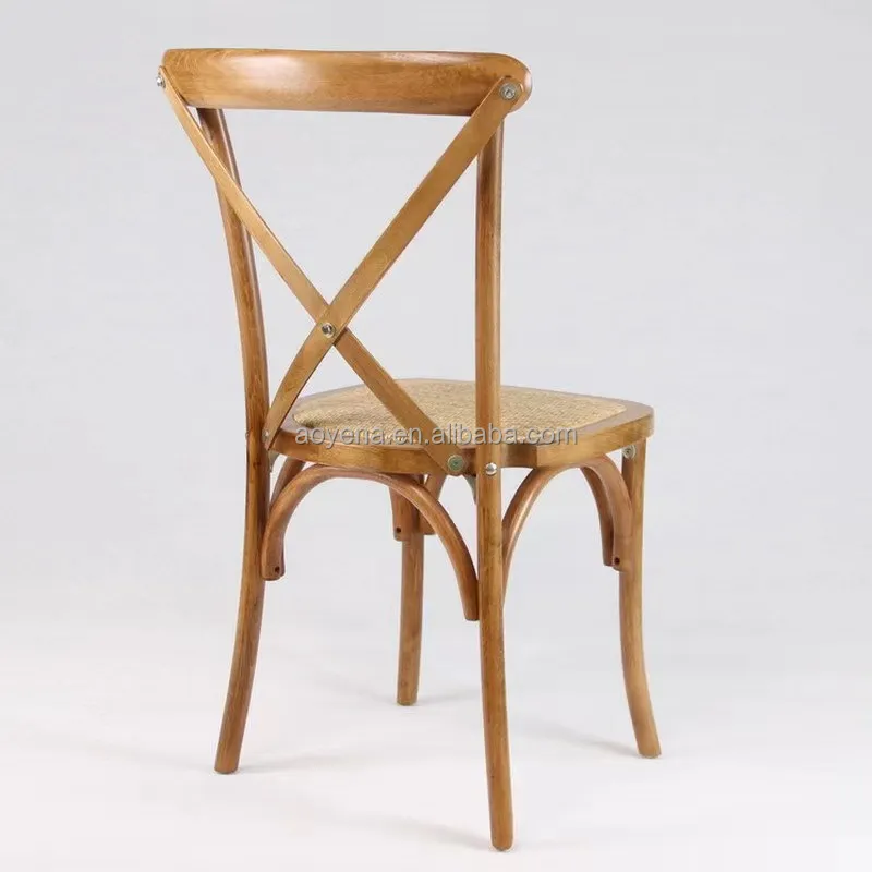 Natural Wooden Cross Back Chair in Solid Wood Color for Wedding Events ...