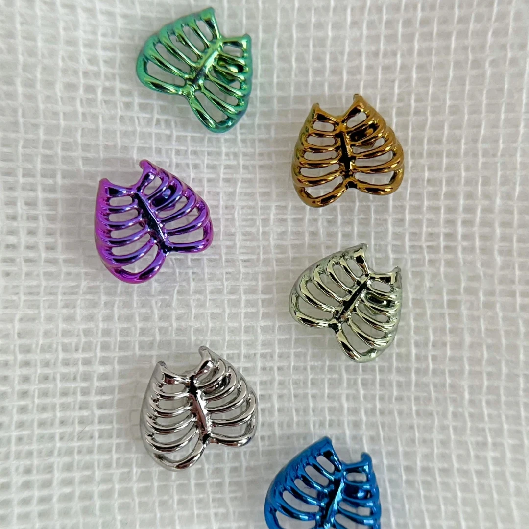 Calendo Astm F136 Titanium Earring Piercing Jewelry Heart Skeleton Ribs ...