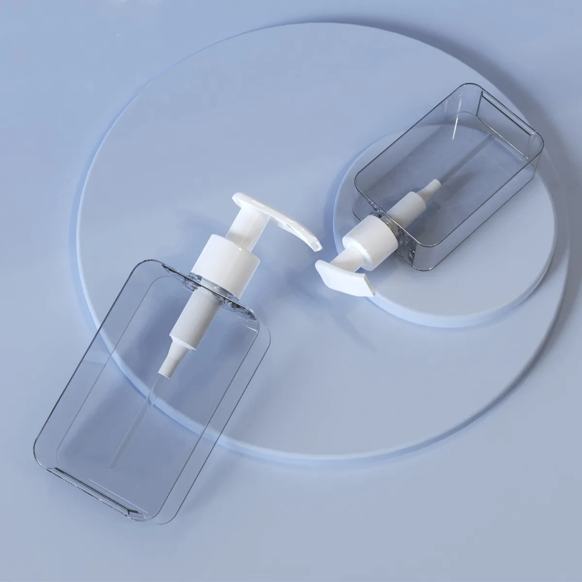 200ml 300ml Plastic Square Bath Wash Bottle Cosmetic Screen Printing Pet Pump Sprayer Shampoo ...