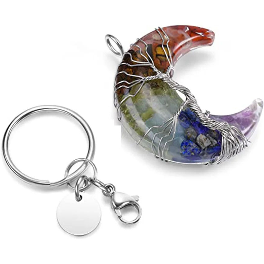 Wholesale Natural Stone Healing Crystal Keychain Pink Amethyst Life ...