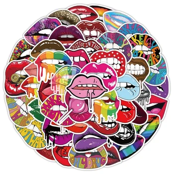 50pcs Sexy Lips Graffiti Stickers Adhesive Opp Bag Pvc Waterproof Girl ...