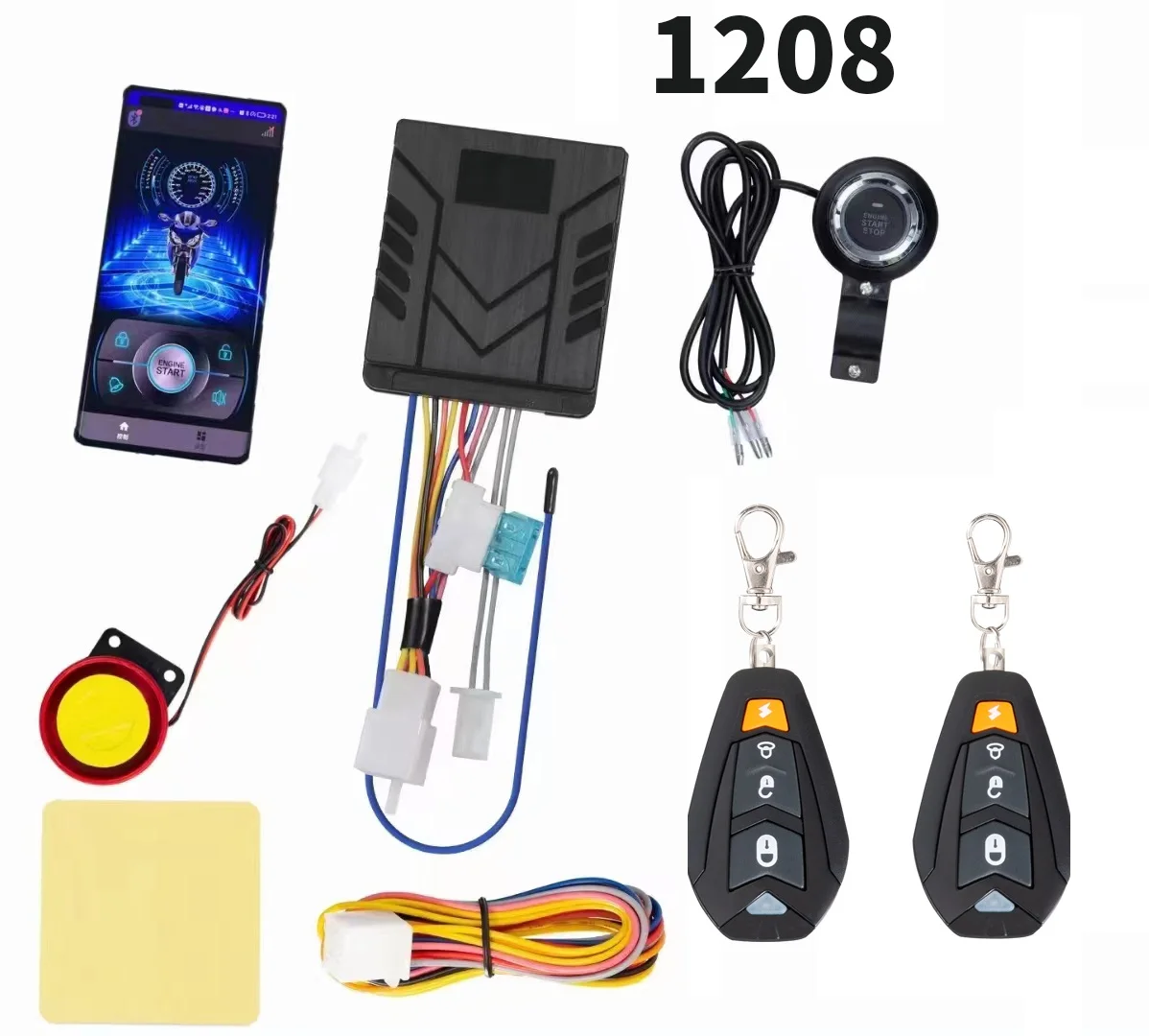 Universal Motorcycle Push Button Start Motorcycle Security Alarm System ...