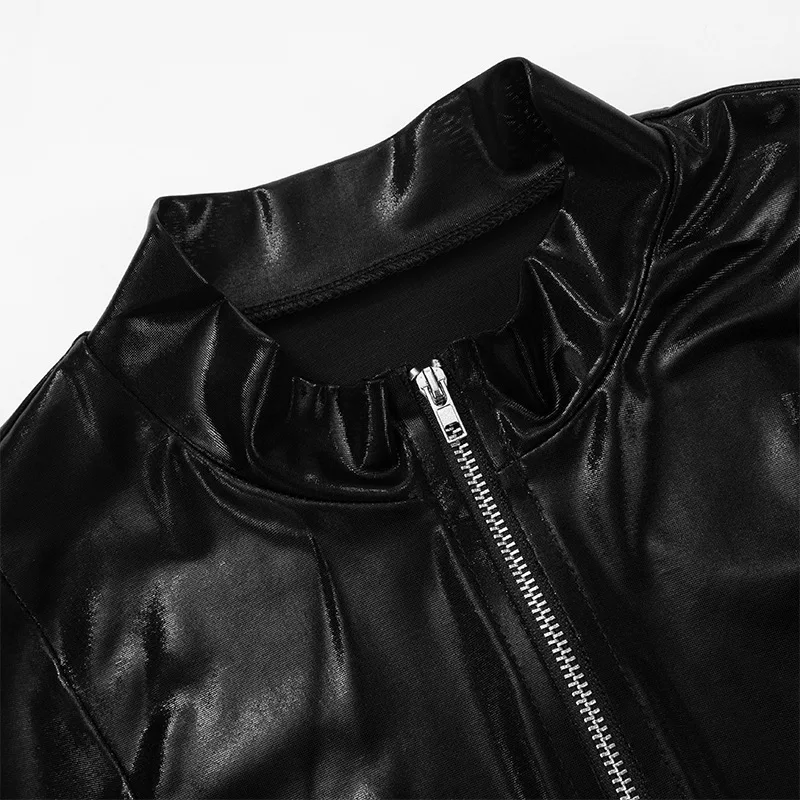 Shop Our Fashion Custom Logo 2 Piece Set PU Leather Clubwear