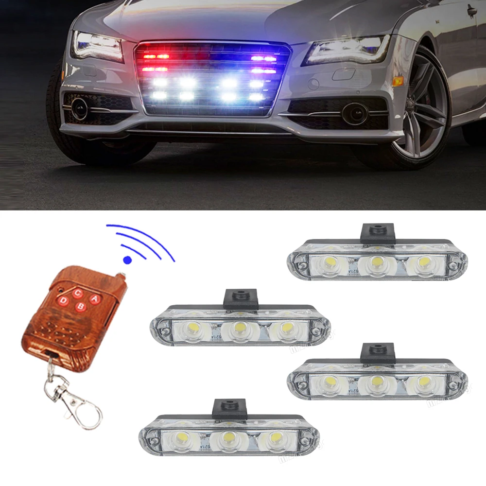 Car Front Grill Led Turning Signal Light Led Bulb Red Blue Front Grille ...