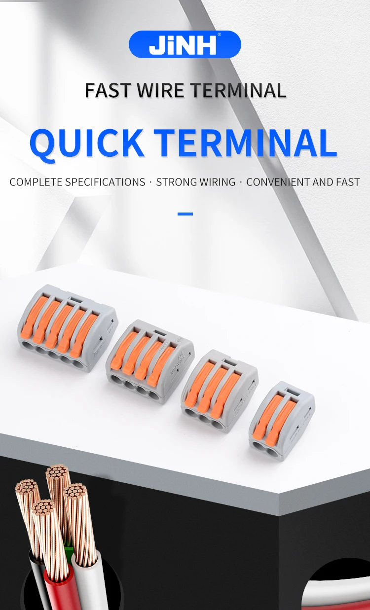JINH Wire Terminal Block Connector 2P Push-in Quick Lever Terminal ...