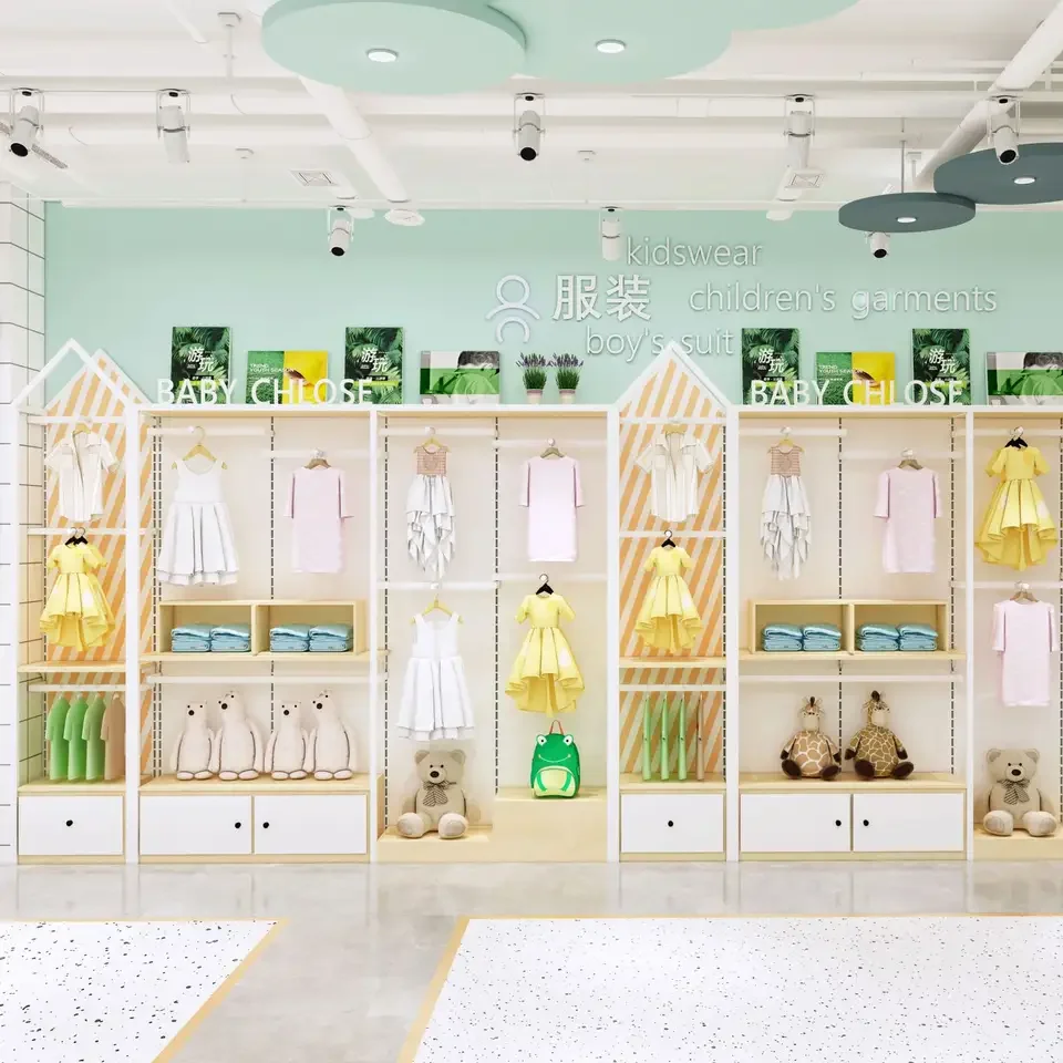 Customized Metal And Wood Boutique Wood Shelf Display Stand For ...