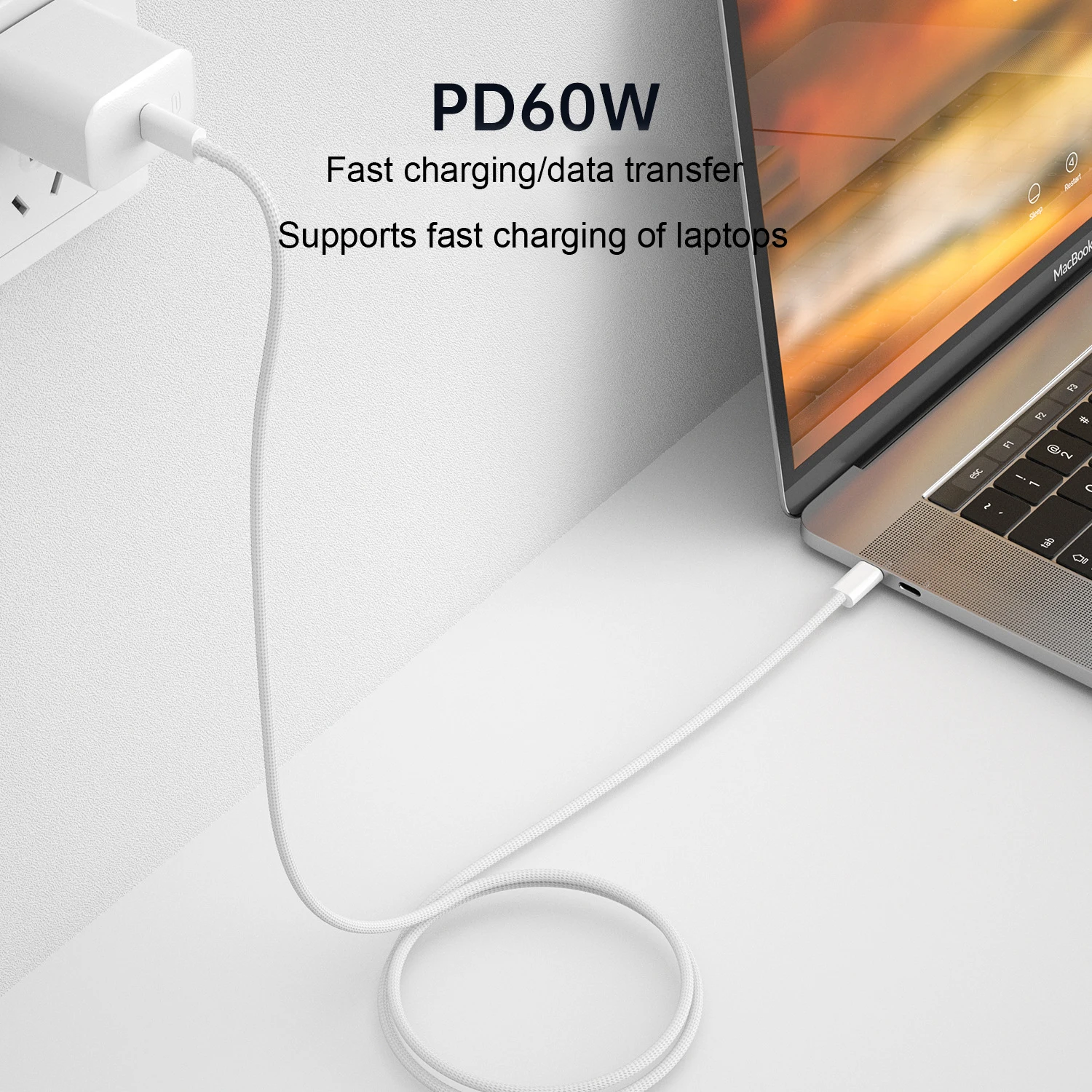 Type-c To Usb-c Pd60w Nylon Data Fast Charging Cable For Iphone 15 Ipadpro 60wpd Cable Usb C-to ...