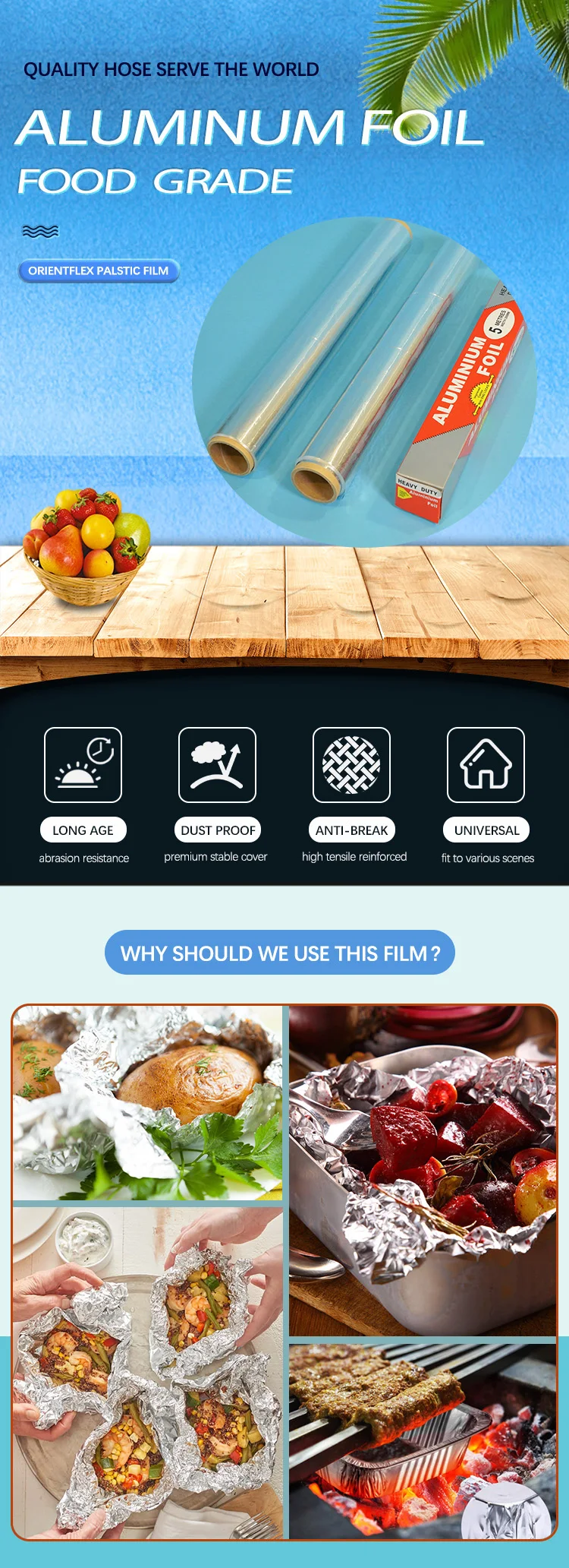 3 Micron Food Grade 150m/300m Household Kitchen Drink/ Food Packaging ...