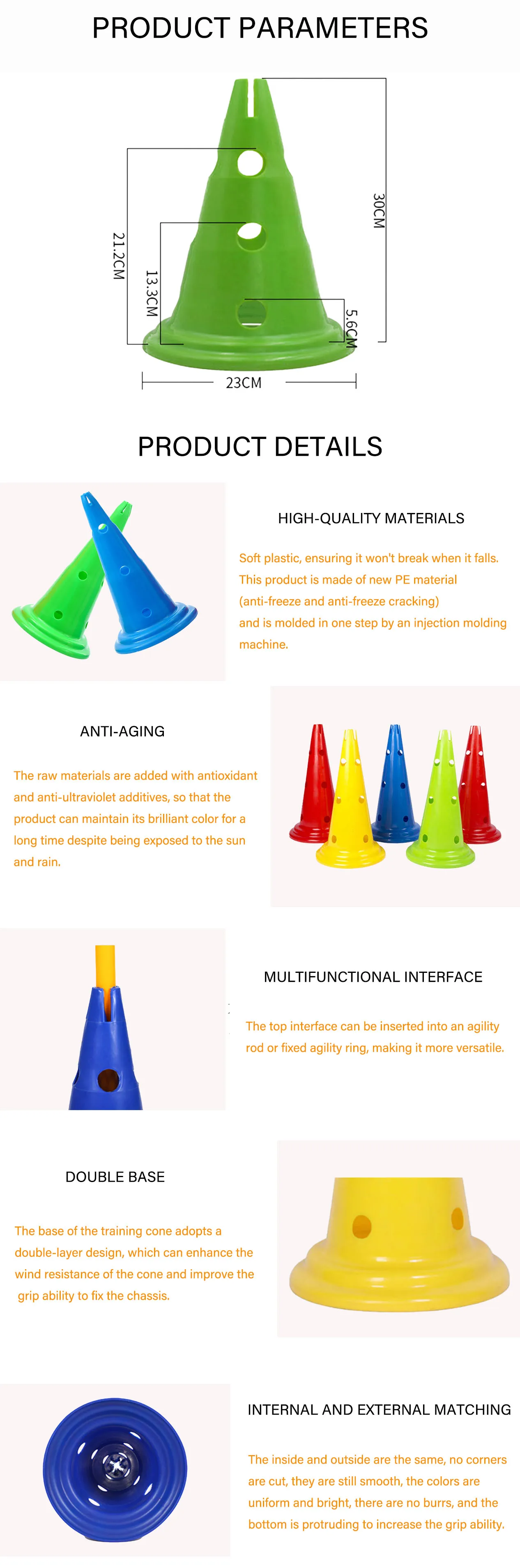 Speed Training Cone Football Agility Cone Plastic Marker Cones Football ...
