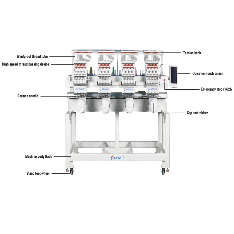 WONYO 4 Head Computerized Embroidery Machine - 12 Needles, Automatic ...