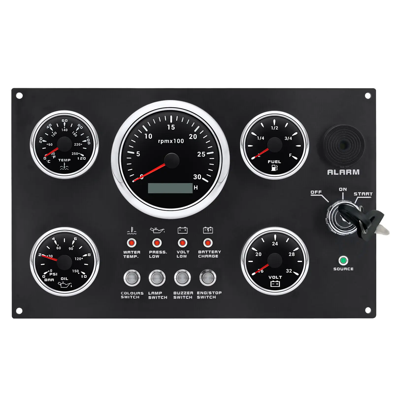 Gauge Panel Instrument Gauge With Rpm Fuel Level Engine Temperature Oil ...