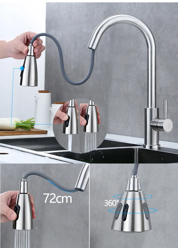 Modern Steel Single Handle 360 Degree Rotating Kitchen Sink Tap Desk ...