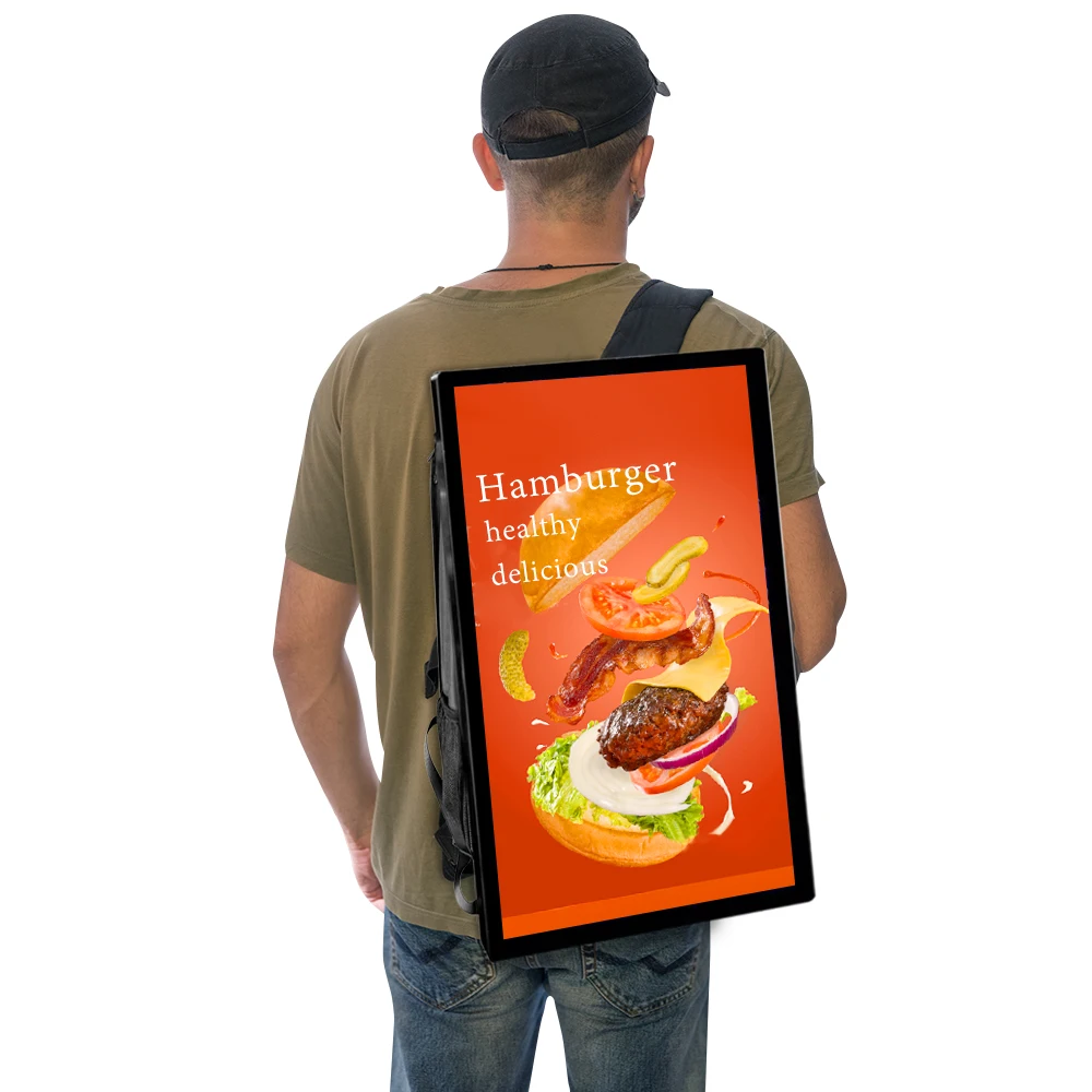 Mobile Digital Backpack Billboard Lcd Backpack Walking Billboard 21.5 ...
