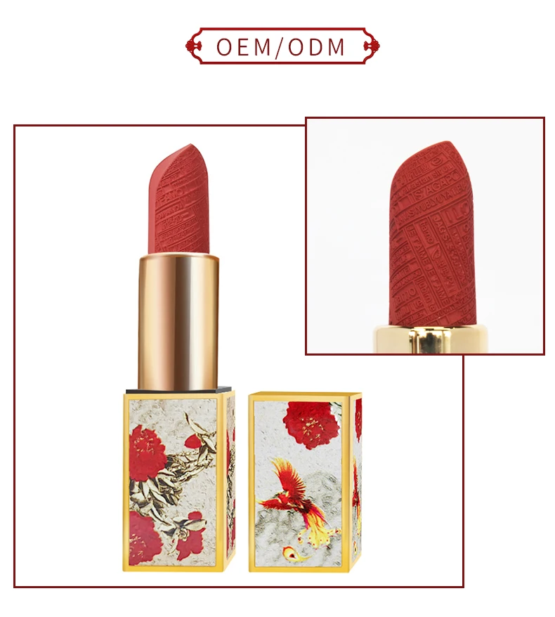 2023 Custom China Style Carving Lipstick Embossed Single Lipstick Dummy ...