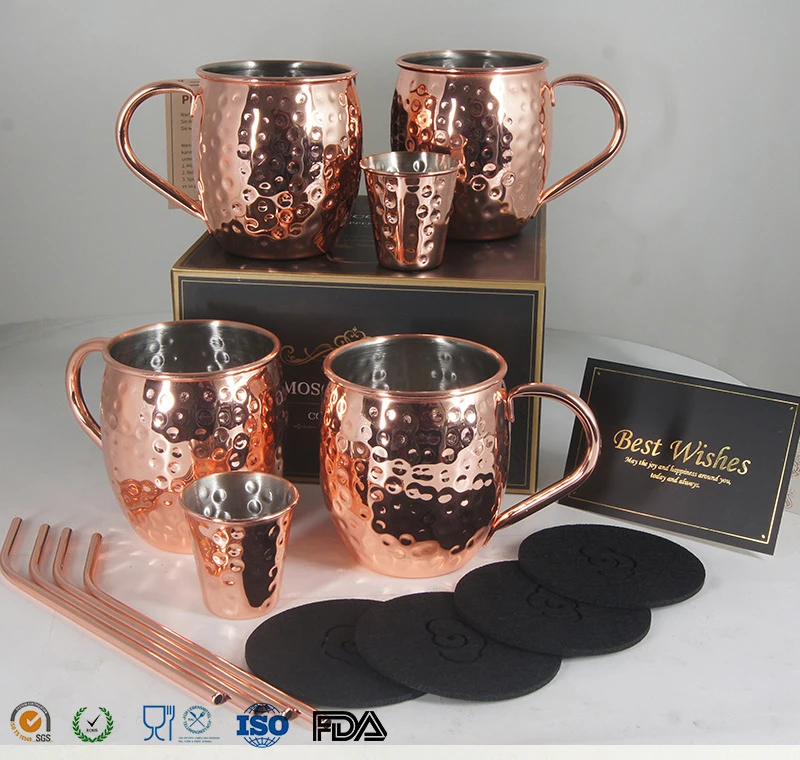 Custom Moscow Mule Copper Mugs - Set of 4 Premium Gift