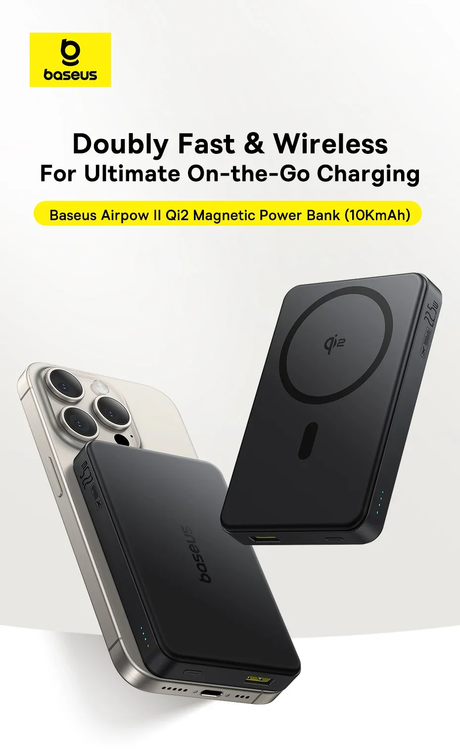 Baseus Qi2 Magnetic Power Bank 10000mAh 15W Wireless Charging 22.5W ...
