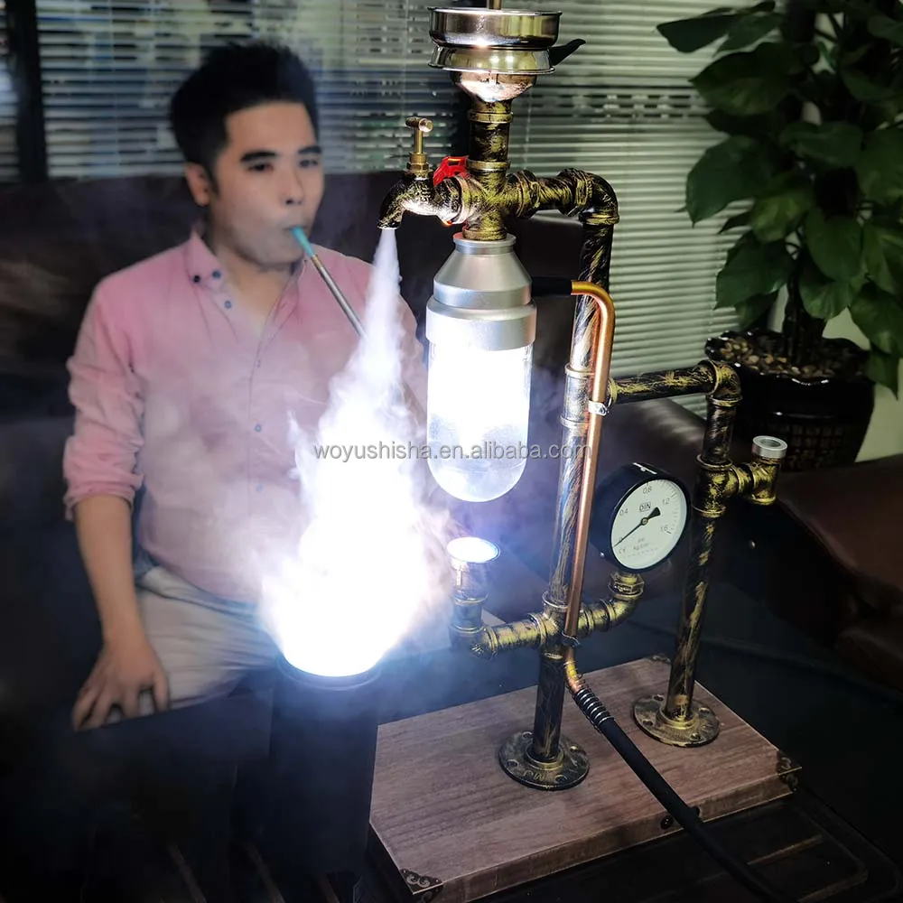 Factory Glass Shisha Single Hose Led Metal Pipe Hookah Rechargeable For ...